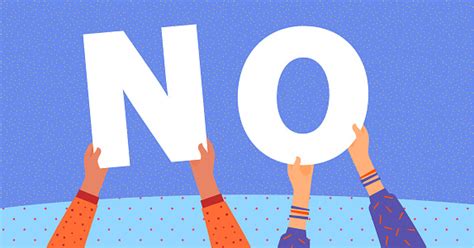 벡터 만화 일러스트 레이 션 인간의 손은 No 기호 배너를 들고 있습니다 반대 의견의 시위 격리된 배경에 있는 개체입니다 개념에