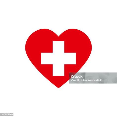 Стокова ілюстрація Червоне Серце З Білим Хрестом Символ Лікарні — Завантажте зображення зараз