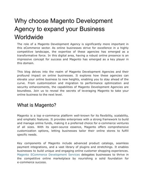 Ppt Why Choose Magento Development Agency To Expand Your Business
