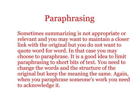 Summarizing And Paraphrasing Ppt