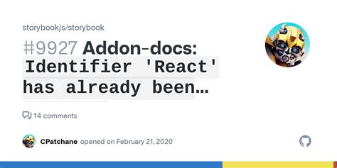 Addon Docs `identifier React Has Already Been Declared` When Using