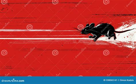 Black Rat Running Through Red Abstract Design Background Stock Image Image Of Rodent Running