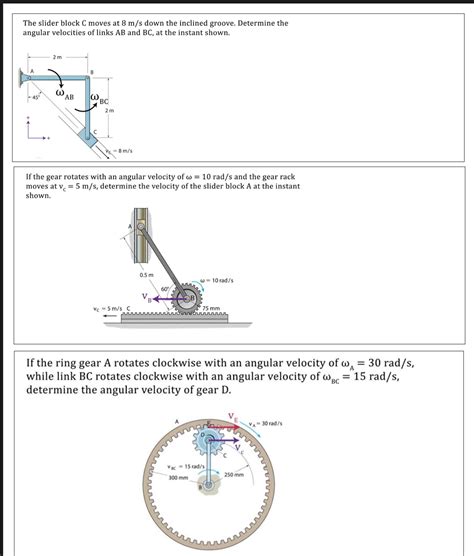 Solved The Slider Block C Moves At Ms Down The Inclined Chegg Com