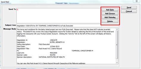 Negotiation Email Notification Sponsored Program Services Coeus Purdue University