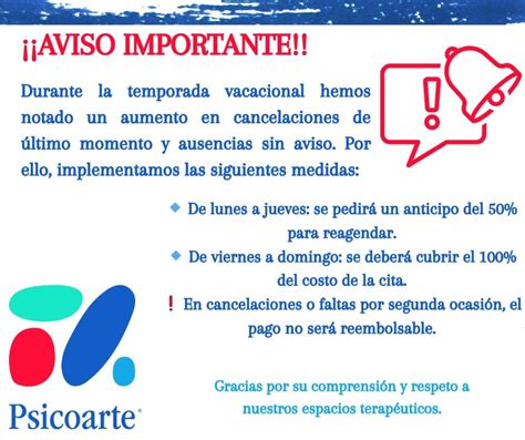 Psicoarte Aviso Importante A Nuestros Pacientes Con El Objetivo De