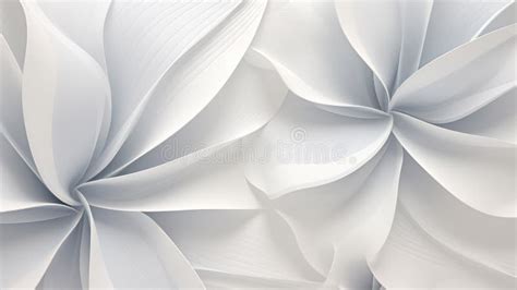 Abstract Monochromatic Background With Soft Flowing White And Grey Leaves Creating A Textured