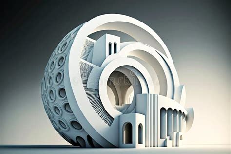 Abstract Complex Figure Of White Rings For 3d Rendering Minimal Room Generative Ai Stock Abstract Complex Figure Of White Rings For 3d Rendering Minimal Room Generative Ai Stock