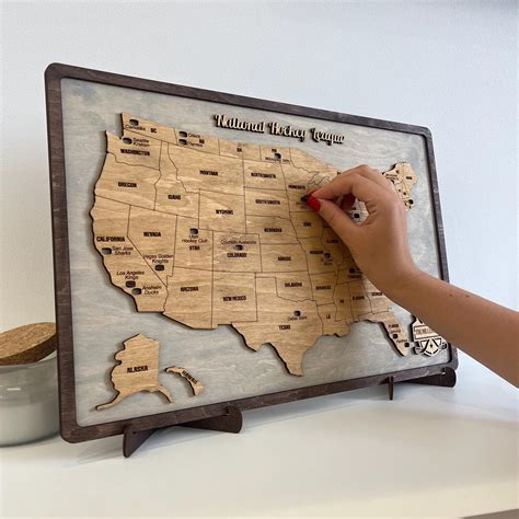 Wooden Nhl Hockey Team Map Hockey Fan T Sports Decor Etsy