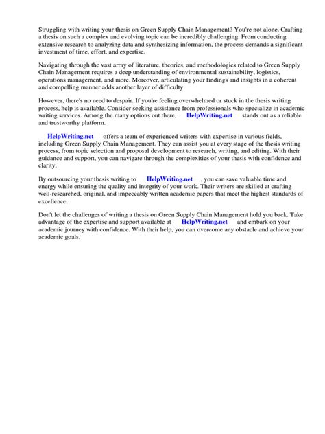 Thesis Green Supply Chain Management Pdf Supply Chain Sustainability