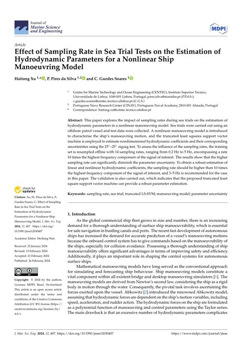 Pdf Effect Of Sampling Rate In Sea Trial Tests On The Estimation Of