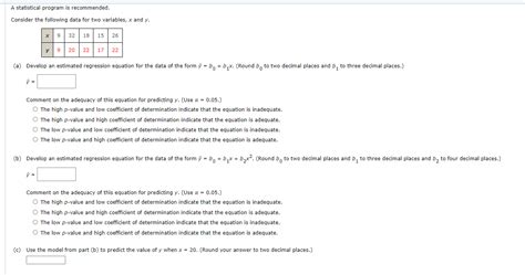 Solved A Statistical Program Is Recommended Consider The