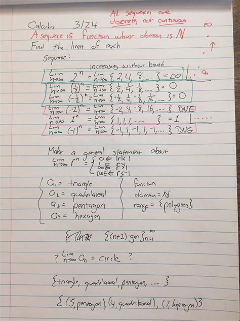 Class Notes 324 Limits Of Sequences Dr Reese Ap Calculus Bc 2022 2023