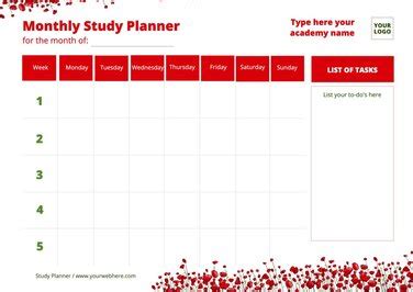 Study Plan Templates To Edit Online
