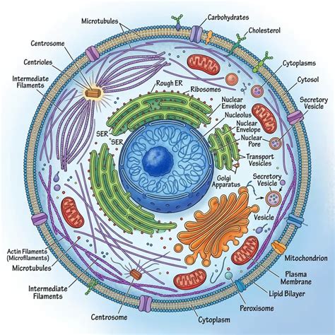 Anatomy Of Eukaryotic Cell Structure Comprehensive Illustration Ai