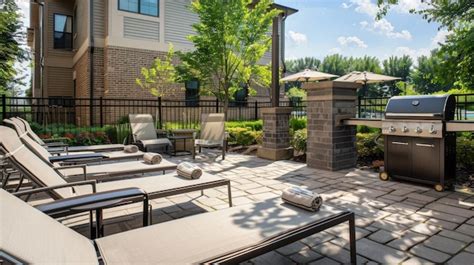 Premium Photo An Outdoor Patio With A Grill And Lounge Chairs Ai