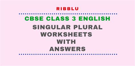 Class 3 English Singular And Plural Nouns Worksheets
