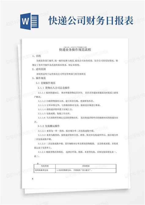 快递业务操作规范流程word模板下载编号qjyypebg熊猫办公