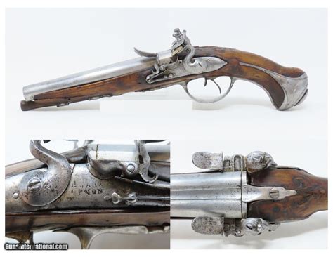 Antique European Flintlock Pistol Double Barrel Side By Side Sxs 54