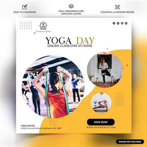 요가와 명상 Instagram 소셜 미디어 게시물 웹 배너 템플릿 벡터 프리미엄 프리미엄 벡터