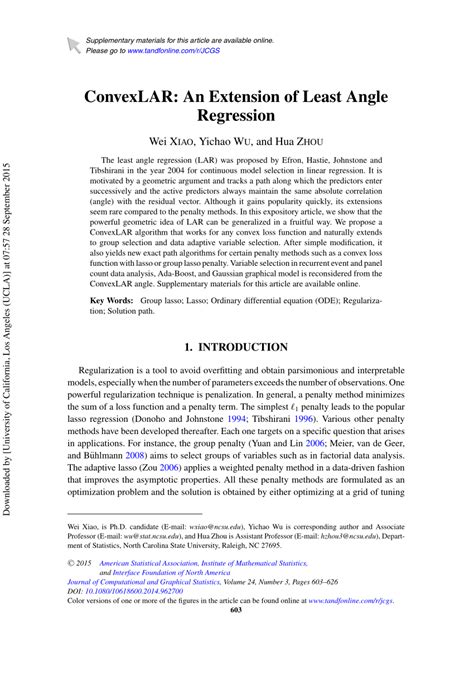 Pdf Convexlar An Extension Of Least Angle Regression