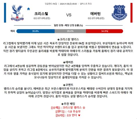 1월 05일 잉fa컵 크리스털 에버턴 축구자료 라이브스코어 라이브맨 실시간 라이브스코어 토토사이트 추천 꽁머니 먹튀검증 커뮤니티 안전놀이터 추천 배당흐름 분석