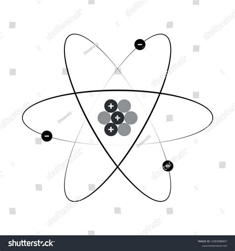 Rutherfords Atomic Model Electron Orbits Neutrons Stock Vector Royalty