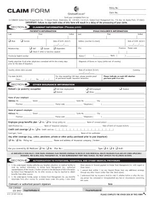 Canada GlobalExcel Claim Form 2008 2025 Fill And Sign Printable Template Online