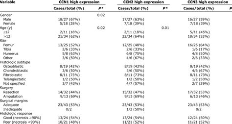 Correlation Between Ccn Protein Expression Level And Clinicopathologic