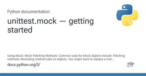 Unittestmock — Getting Started — Python 3150a0 Documentation