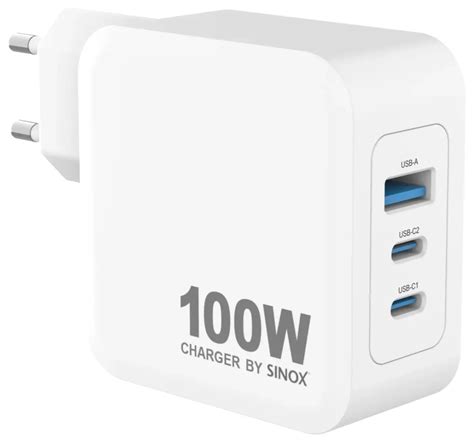 Sinox One Pro Sxp 6100 Oplader 2xusb C Usb A 100w Hvid 435 Dkk