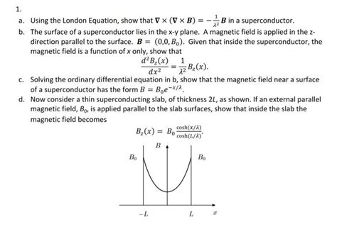 Solved Jsing The London Equation Show That ∇×∇×b−λ21b In