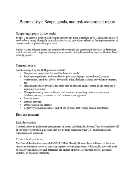 botium toys security audit pdf information security information