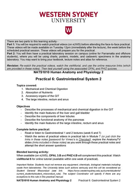 Practical GIT Student NATS Human Anatomy And Physiology Practical