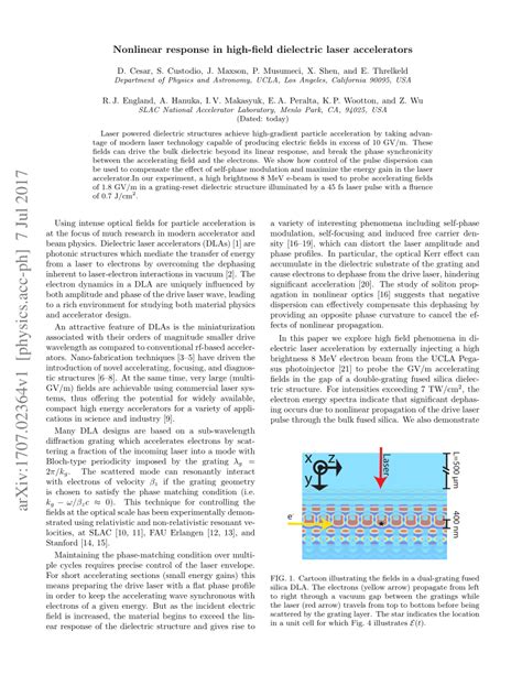 Pdf Nonlinear Response In High Field Dielectric Laser Accelerators