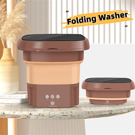 티몬 글로벌 홀세일 새로운 접는 세탁기 휴대용 미니 탈수 기숙사 양말 속옷 세탁기 초콜릿 컬러 가전 등산아웃도어