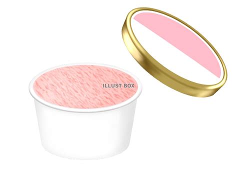 無料イラスト 市販のカップアイス ストロベリー 蓋別