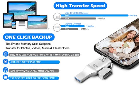 Apple MFi Certified 128GB Photo Stick For IPhone 16 15 14 12 USB Flash Drive 3 In 1 Lightning
