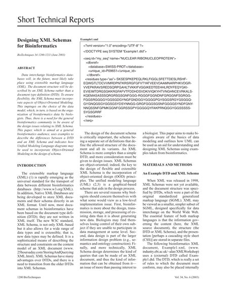 Pdf Designing Xml Schemas For Bioinformatics