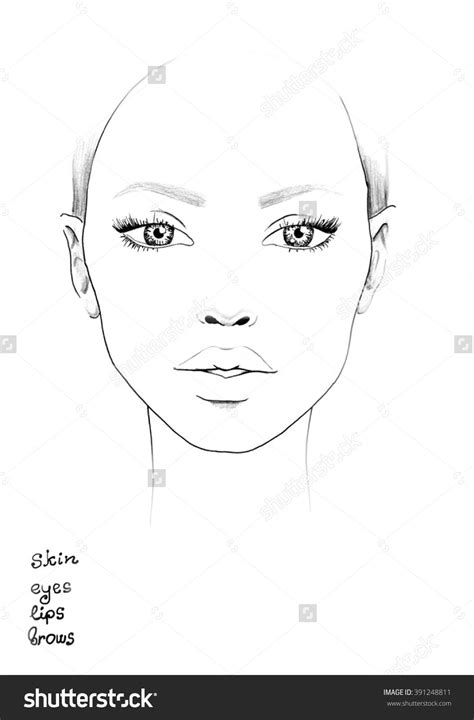 Face Chart Makeup Artist Blank Template Лицо набросок Холодный