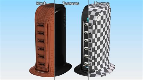 Desktop Charging USB Hub Turned ON D Model TurboSquid