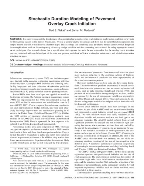 Pdf Stochastic Duration Modeling Of Pavement Overlay Crack Initiation