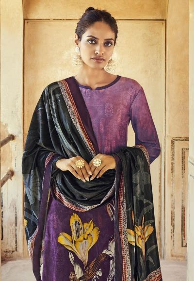 Velvet Pant Style Suit In Purple Colour 155395