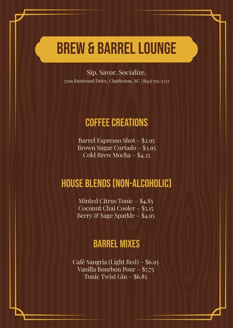 Free Landscape Drinks Menu Template To Edit Online