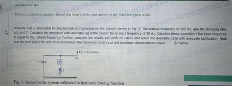 Solved Assume That A Sinusoidal Forcing Function Is