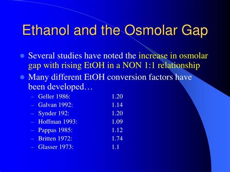 Ppt Osmolar Gaps How Does Etoh Contribute To Osmolar Gaps Can Osmolar Gaps Be Used To Rule