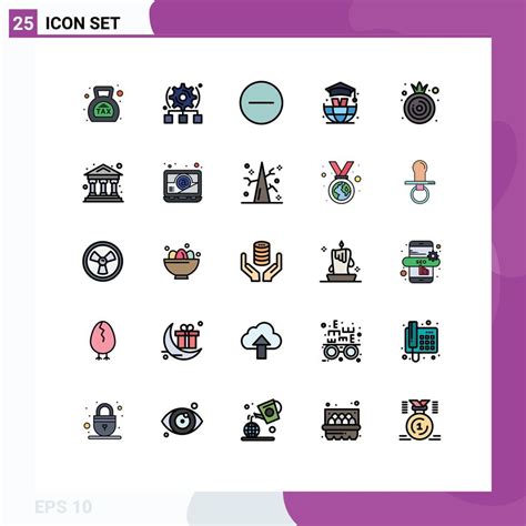 Editable Vector Line Pack Of 25 Simple Filled Line Flat Colors Of Vegetable Food Server