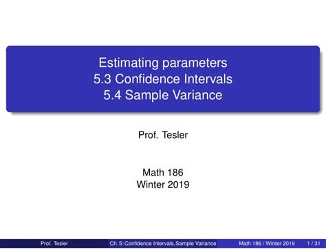 Ppt Estimating Parameters 53 Confidence Intervals 54 Sample