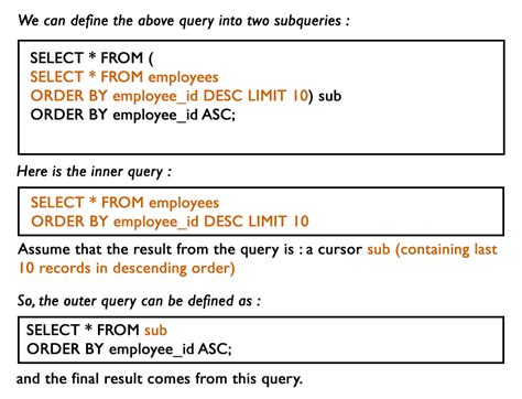 Mysql Subquery Exercises Query To Select Last 10 Records From A Table W3resource
