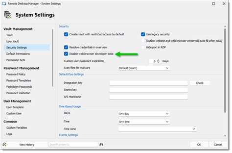 disable developer tools in embedded website sessions devolutions
