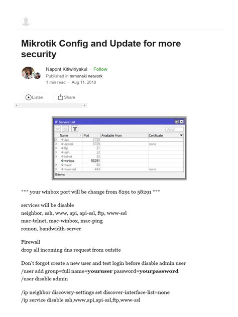 mikrotik config and update for more security pdf